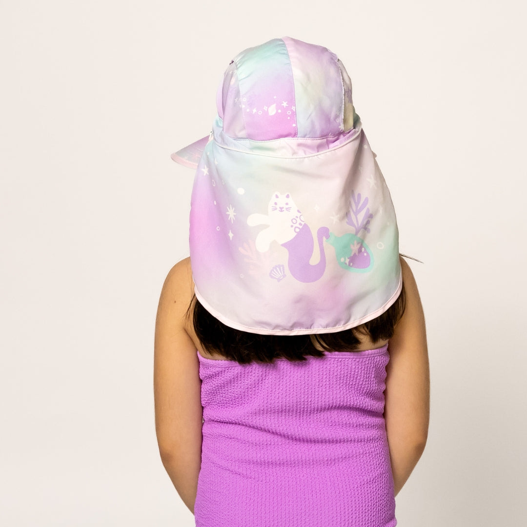 UV Protection Foldable Neck Flap Hat - Fancy Meowmaid – Marcus & Marcus